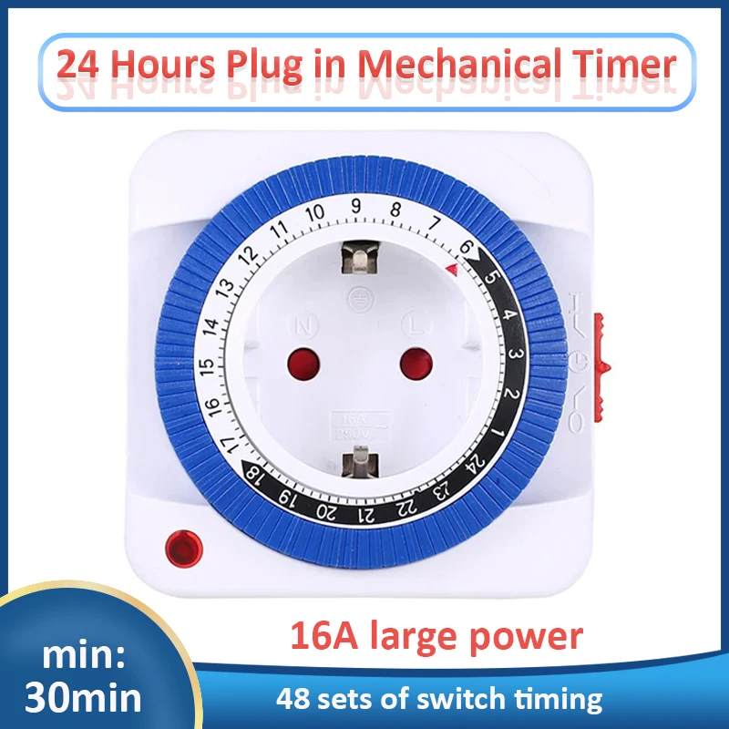 24-Hours-Timer-Switch-Timer-US-Plug-in-Mechanical-Grounded-Programmable ...