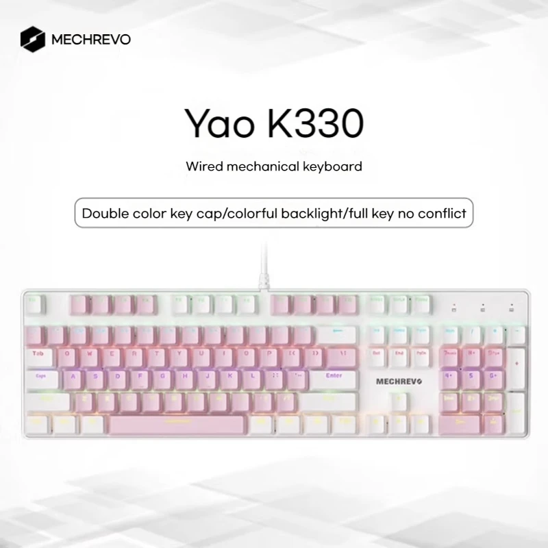 New-Mechrevo-Yao-K330-Gaming-Keyboard-Metal-Panel-104-Key-Rgb-Mixed ...