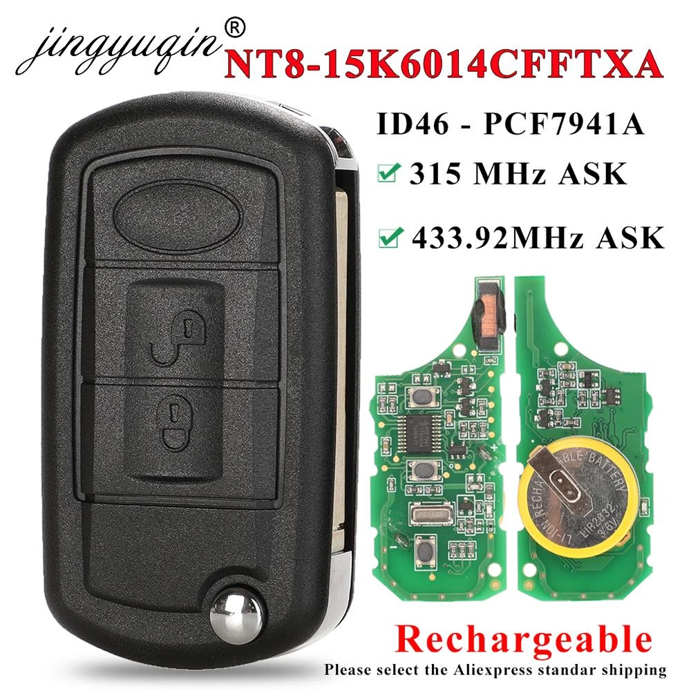jingyuqin Rechangeable 315Mhz /433MHz ID46 PCF7941 Flip Remote Control ...