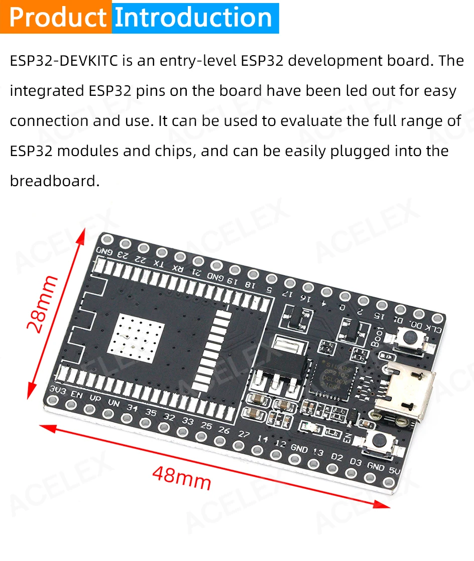 ESP32-DEVKITC модуль ACELEX | AliExpress