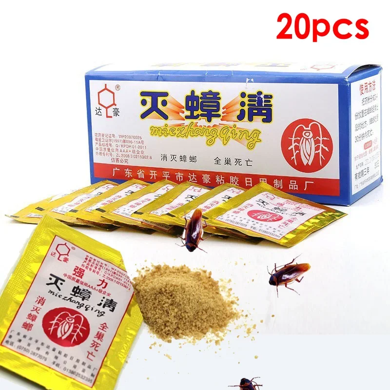 20PCS-Repellent-Cockroach-Poison-Trap-Bait-Powder-Insect-Roach-Killer ...