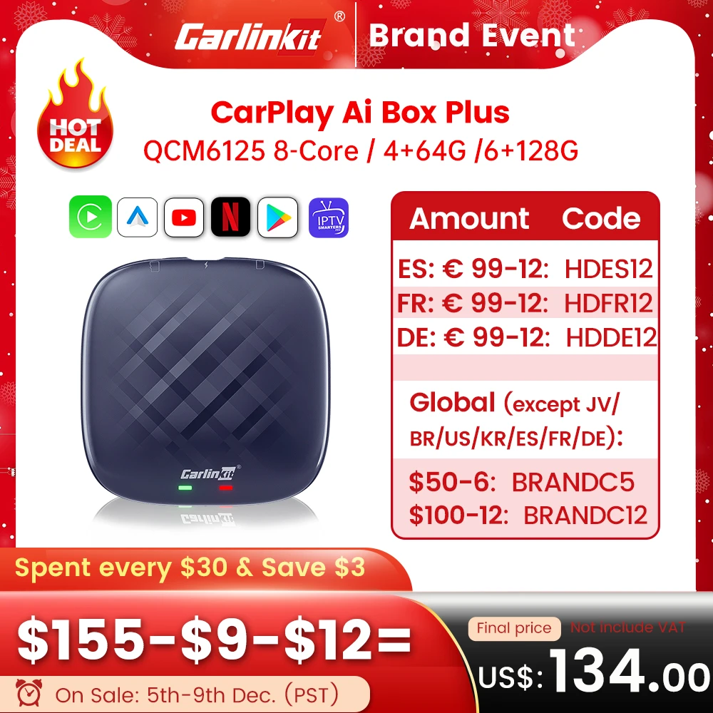 CarlinKit 카플레이 Ai 박스 QCM6125 안드로이드 11 미니 무선 카플레이, 안드로이드 차량 카플레이 스트리밍 박스 ...