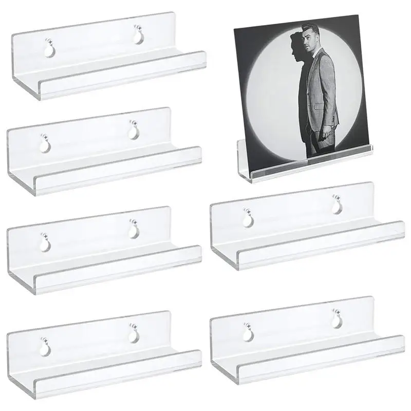 6pcs-Clear-Vinyl-Record-Shelf-Wall-Mount-Acrylic-Record-Display-Holder ...