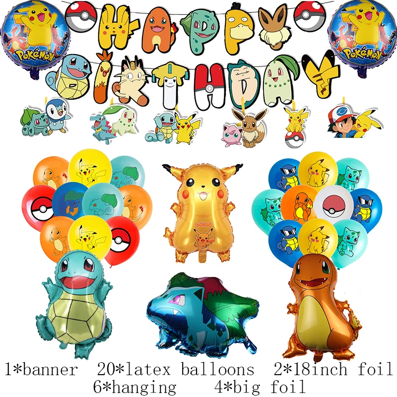 Decoración de fiesta de cumpleaños de Pokémon, vajilla desechable con ...