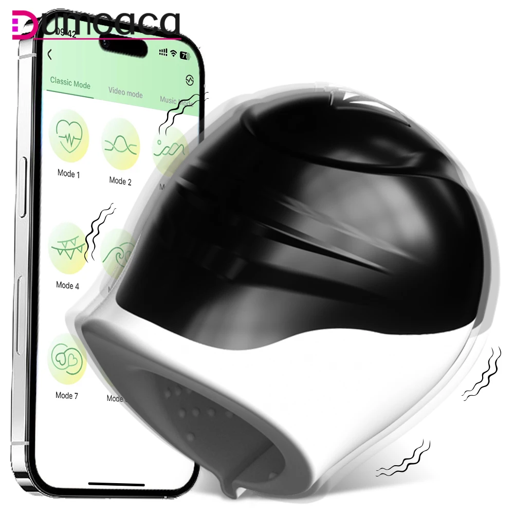 Male-Masturbator-Penis-Training-Vibrator-Glans-Massager-Stimulator-APP ...