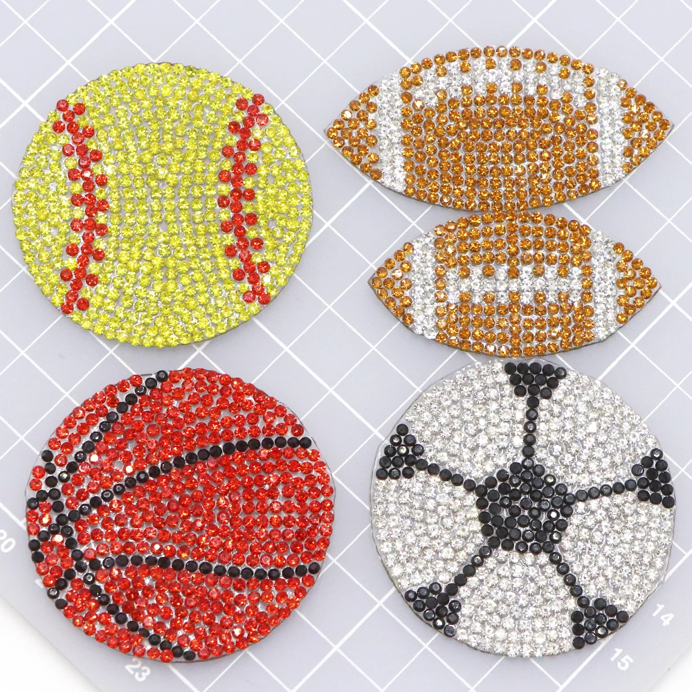 1PC Hot fix Rhinestone Rugby Football Patches for Clothing Iron on ...