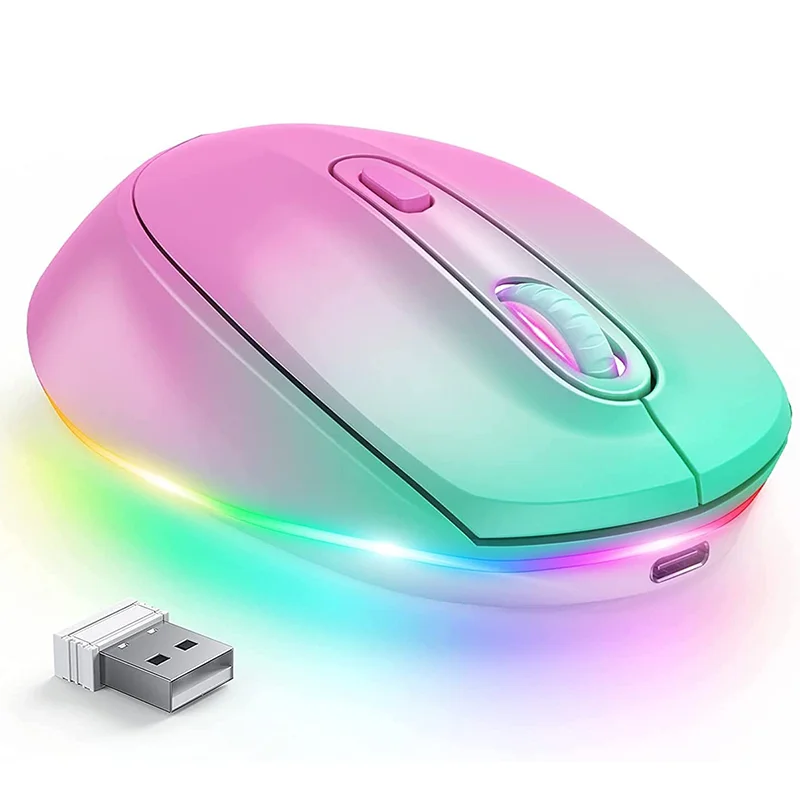 BOW Rechargeable Wireless Mouse Portable 2.4G Wireless Mouse LED ...