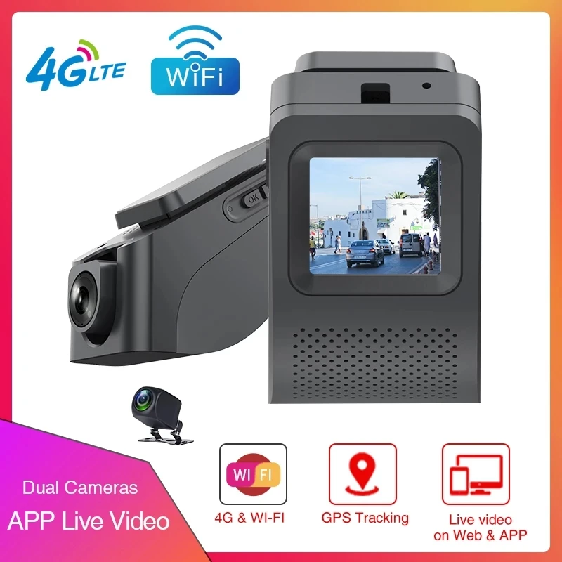 4g Car Camera With Dual Cameras Car App Live Video Gps Tracking Wifi ...