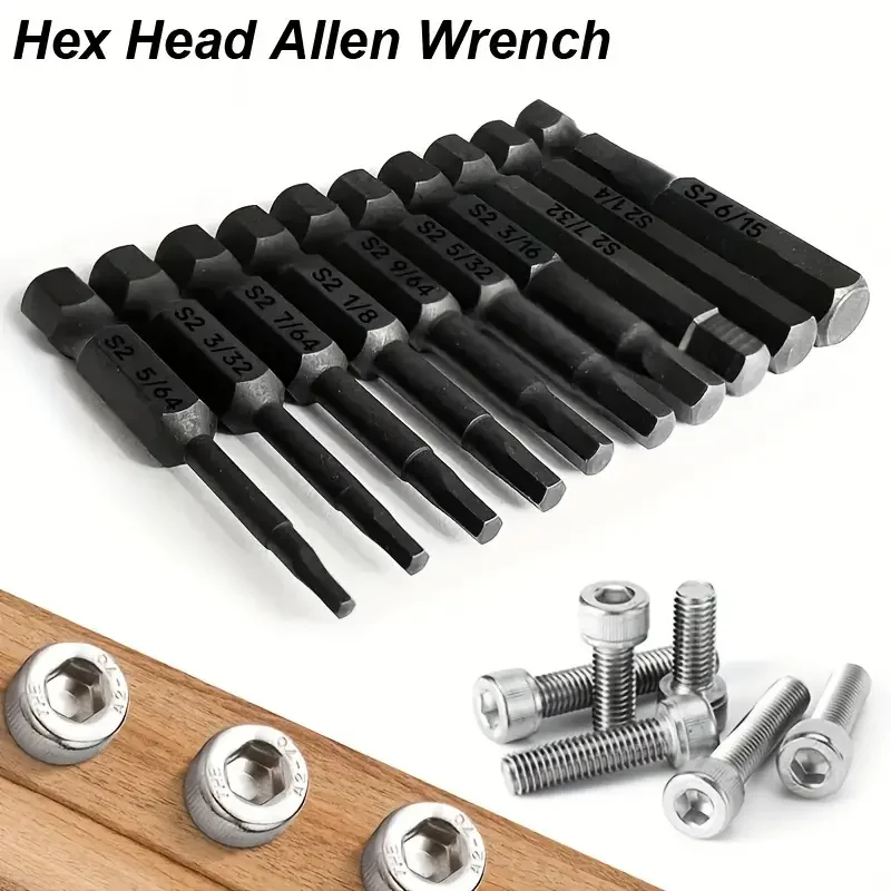 Hex-Head-Allen-Wrench-Power-Drill-Bit-Set-1-4in-Screwdriver-S2-Steel ...