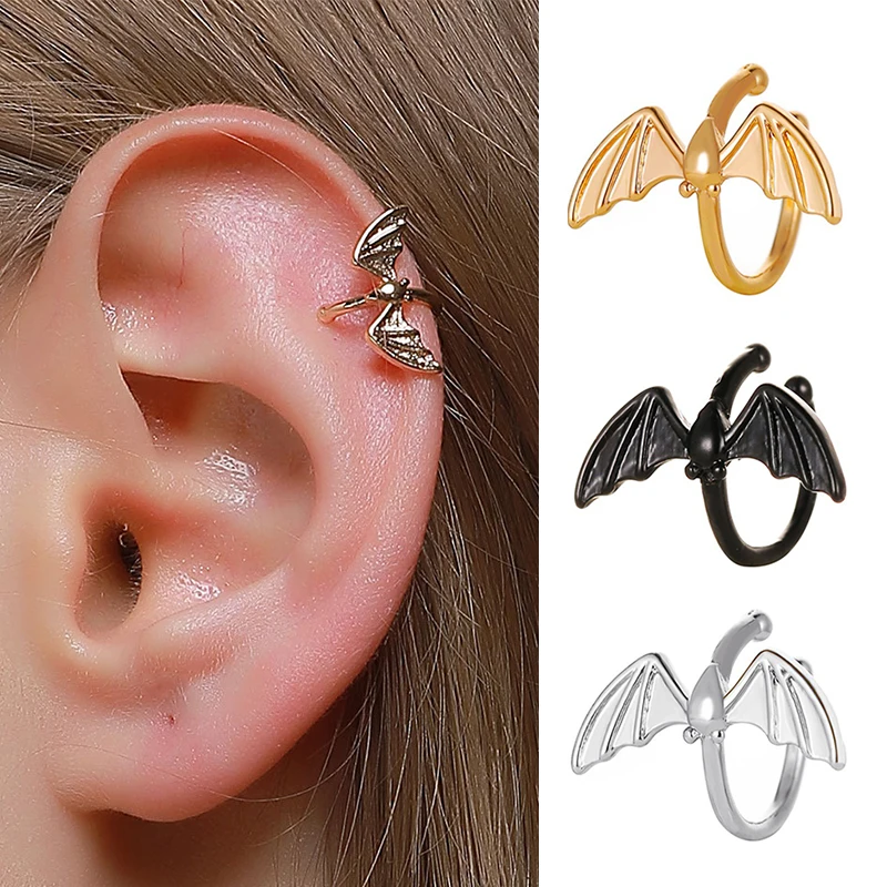 Gothic-Earring-For-Women-Men-Cute-Bat-Fake-Piercing-Helix-Clip-Earring ...