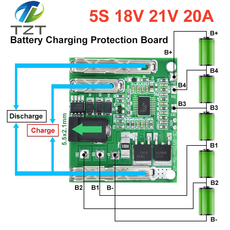 Carte de protection de charge de batterie, 5S 18V 21V 20A, batterie au lithium, technologie BMS ...