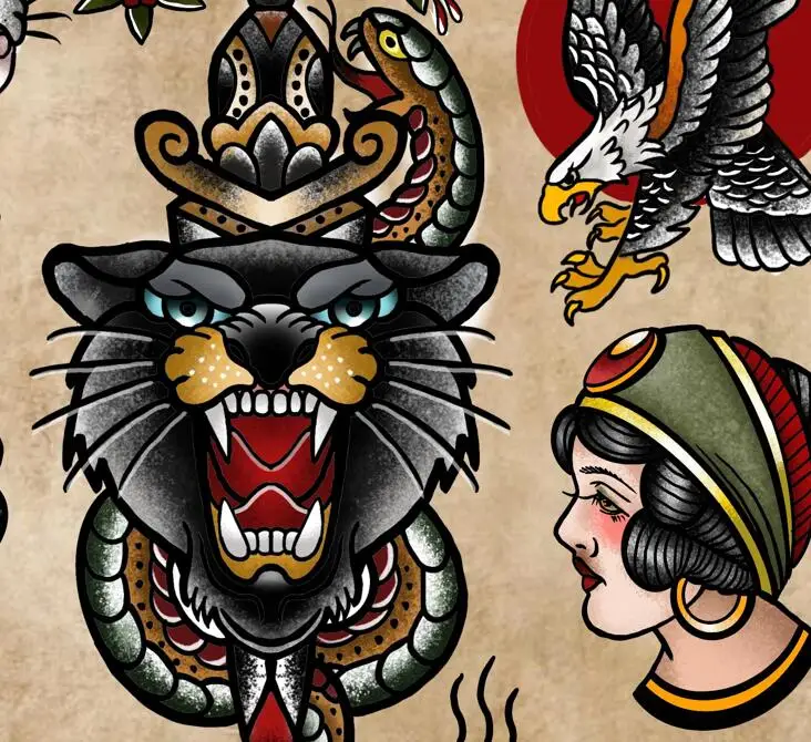Traditional Tattoo Animal Skull
