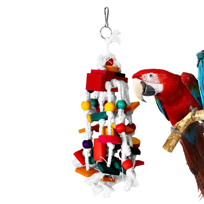 Knot-Bird-Toy-Parrot-Toys-Multicolored-Natural-Wooden-Blocks-Eco ...