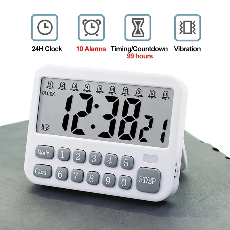 Digital-Kitchen-Timer-10-Alarms-Clocks-99-Hours-Countdown-Mute ...