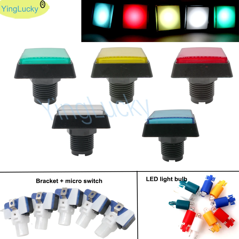 Square-Lamp-Switch-Button-Video-Game-Player-Led-Light-Arcade-Square-51 ...