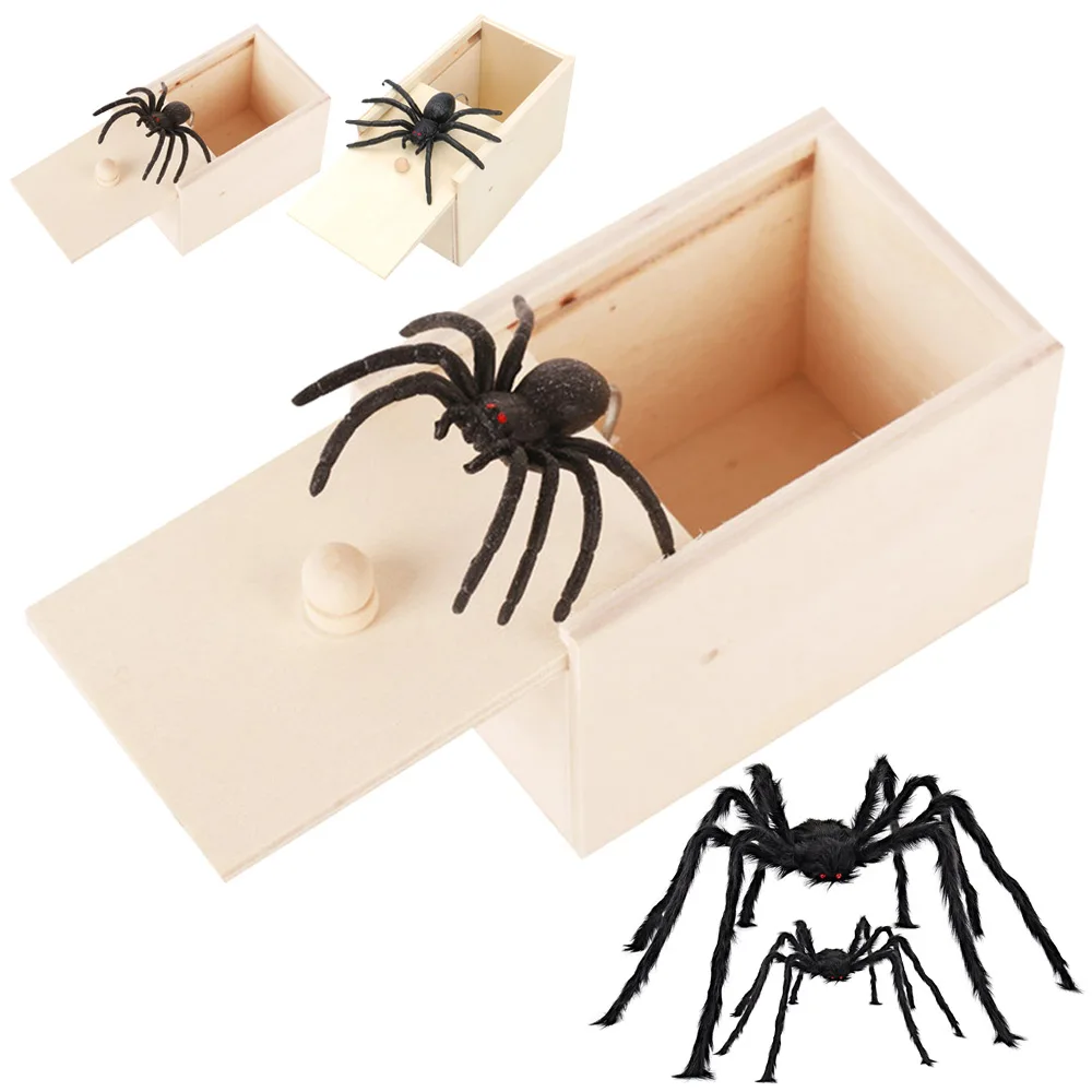 New-Trick-Spider-Funny-Scare-Box-Wooden-Hidden-Box-Quality-Prank-Wooden ...