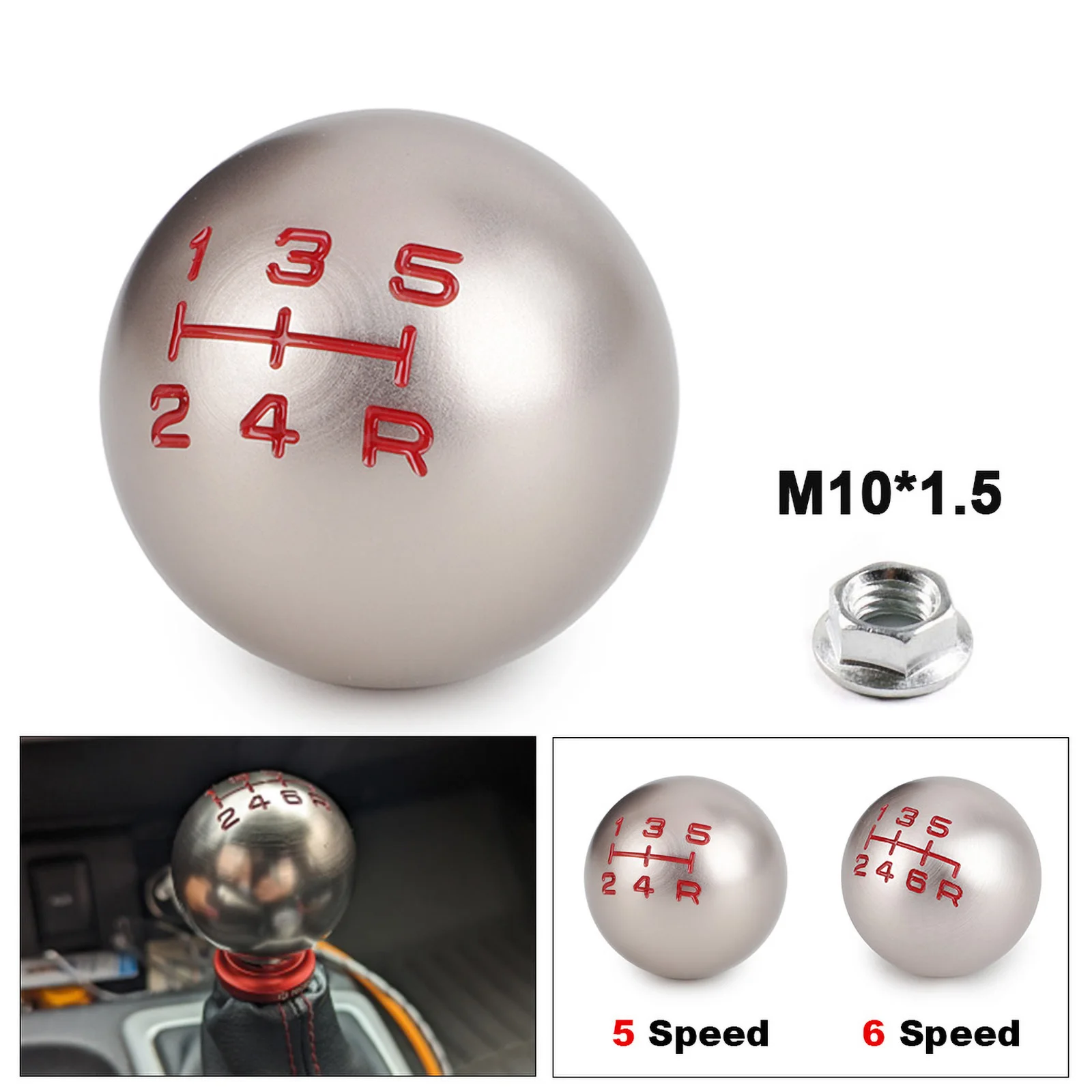 Alum-nio-Gear-Shift-Knob-para-Honda-Civic-Matte-Ball-Shape-Shifter-Knob ...