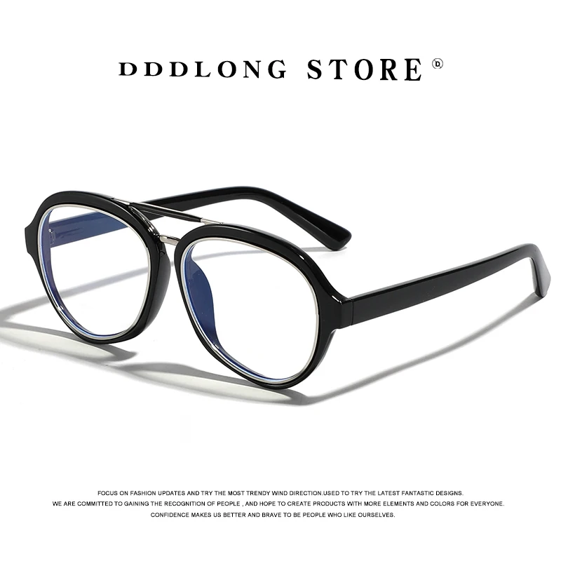 DDDLONG Round Anti Blue Light Glasses Prescription Eyeglasses Frame For ...