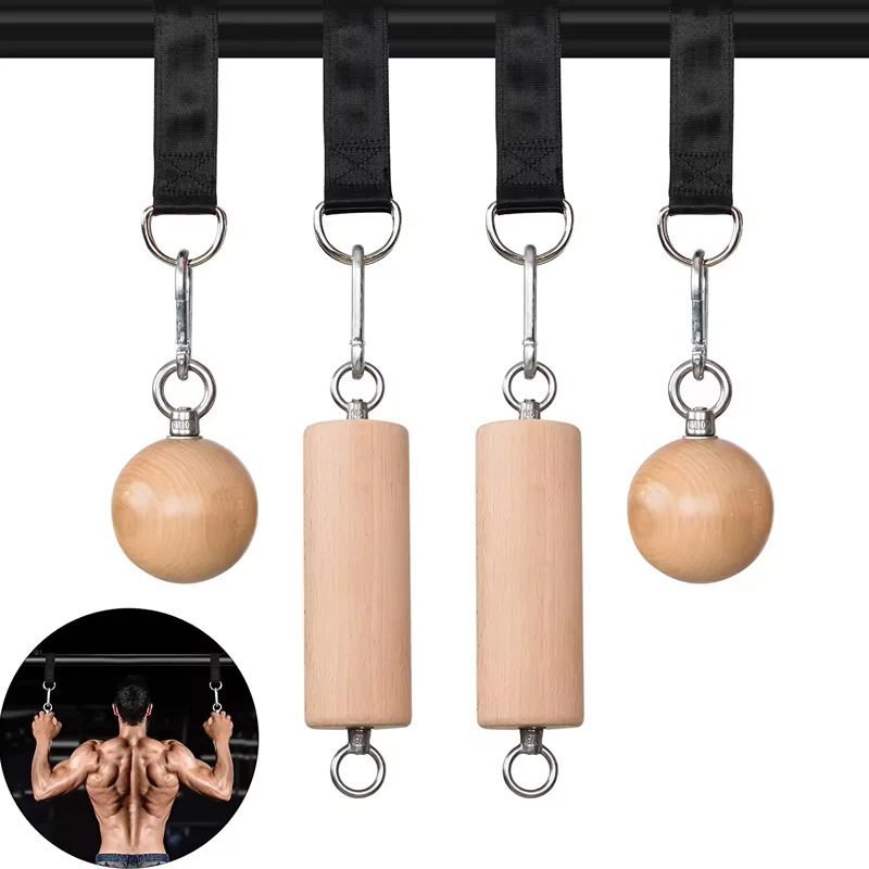 2PCS-Pull-Up-Handle-Wooden-Grip-Strengthener-Exerciser-Training-Tools ...