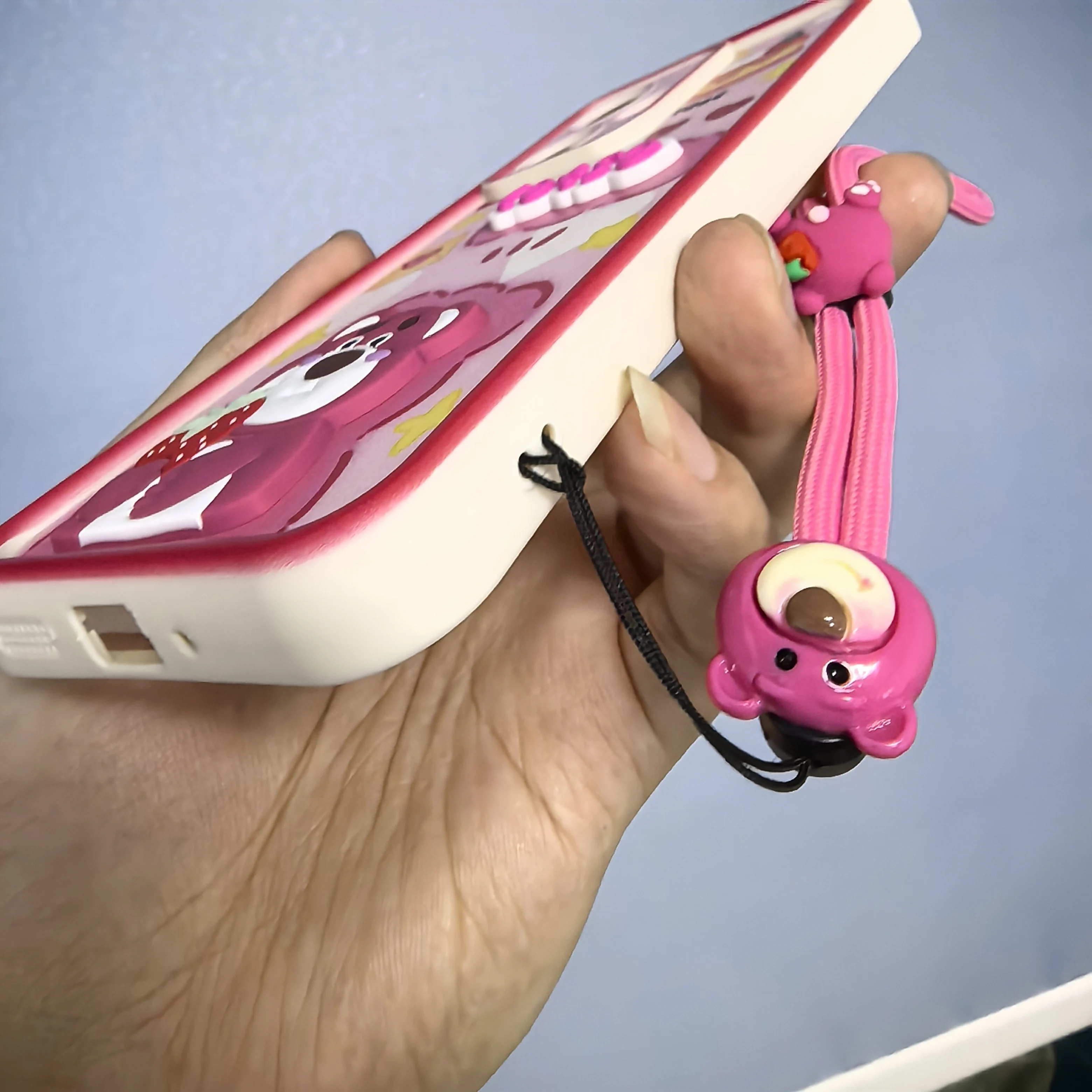 3D Cartoon Lotso Bear Phone Case with Wrist Strap and Soft Cover for ...