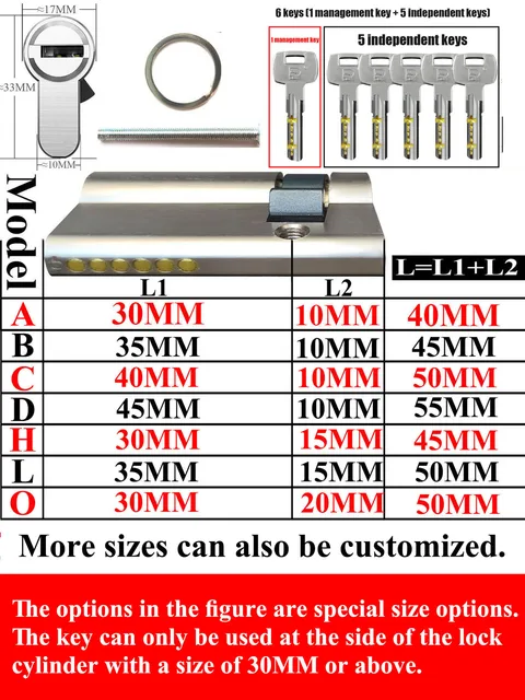 Management key and independent key lock core customization one key ...
