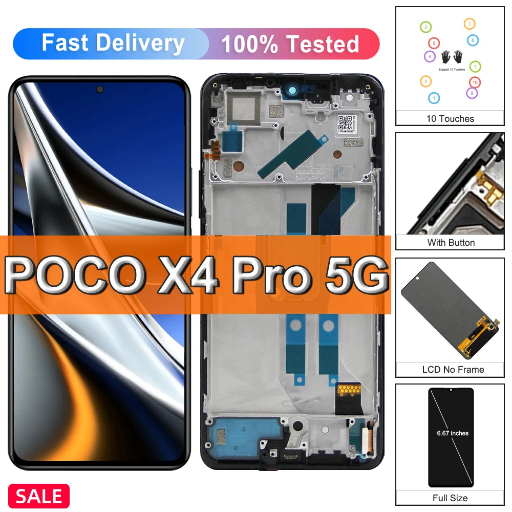 6.67"Super AMOLED For Xiaomi POCO X4 Pro 5G LCD Display Touch Screen ...