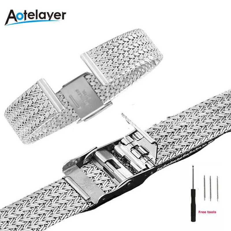 16mm-18mm-20mm-22mm-Universal-Milanese-Mesh-Strap-Men-Woman-Durable ...