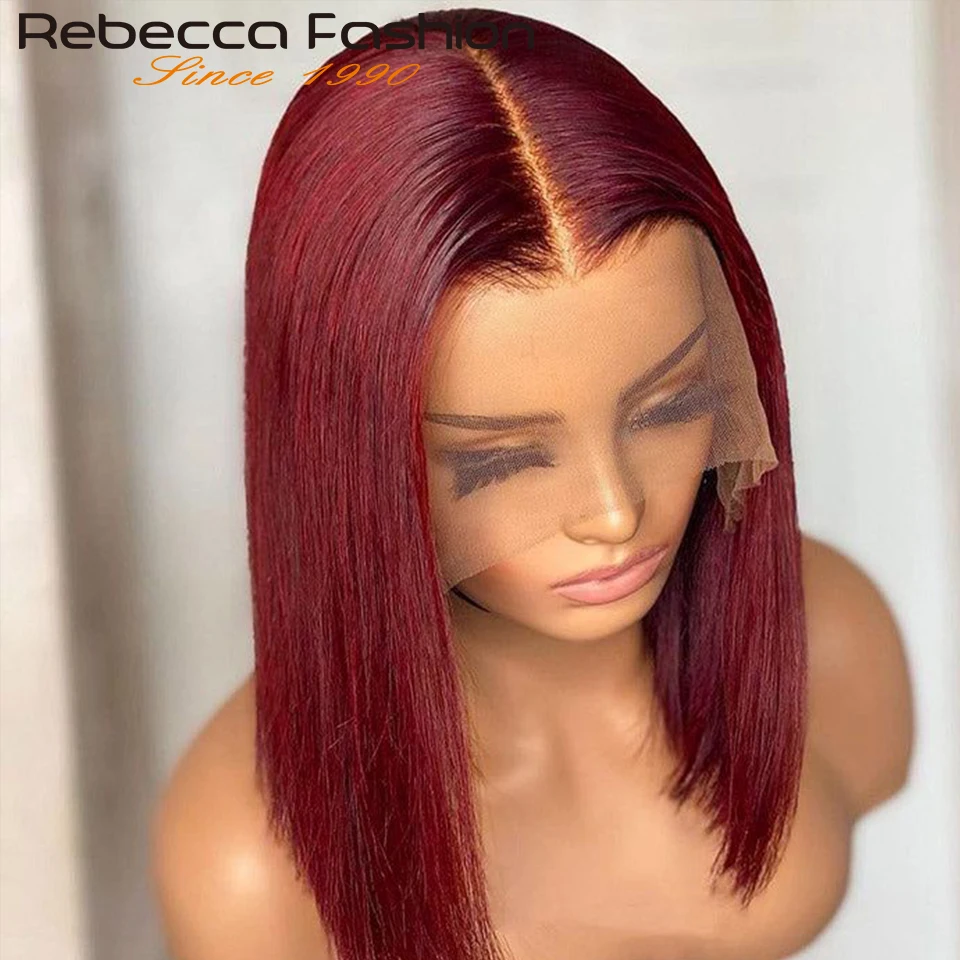 Rebecca-Short-Straight-Bob-peruca-de-cabelo-humano-para-mulheres-cabelo ...