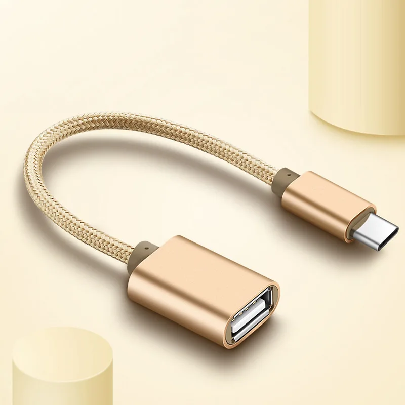 Braid Type C Usb 3.1 Male To Otg Type-a Female Adapter Cord For Android ...