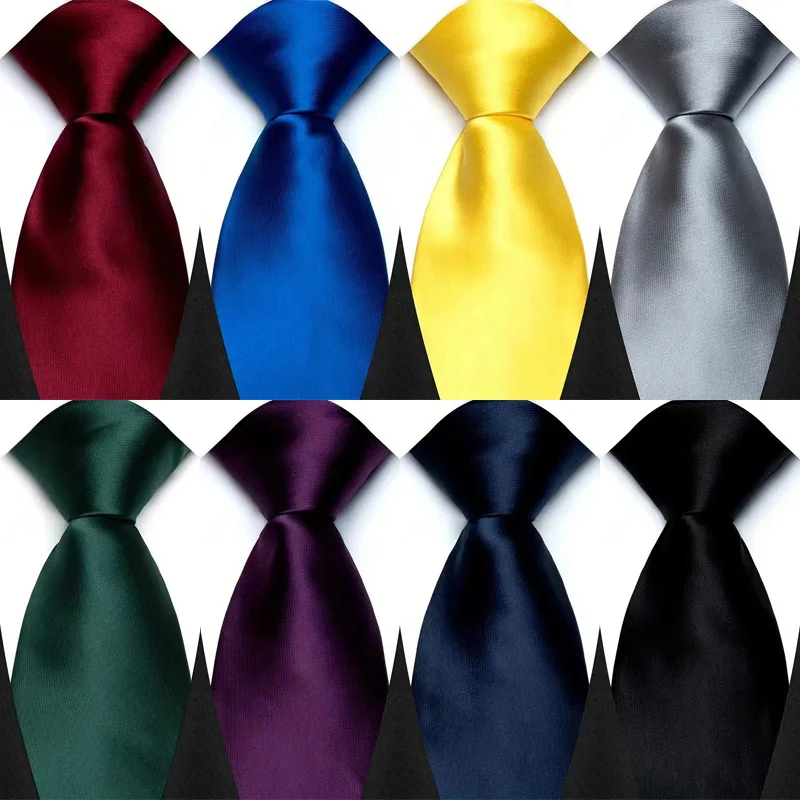 Luxury-8CM-Mens-Necktie-Black-Red-Green-Solid-Color-Ties-For-Man-Groom ...
