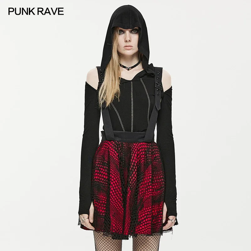 PUNK-RAVE-Women-s-Daily-Double-layer-Asymmetric-Texture-Hollow-Lace ...