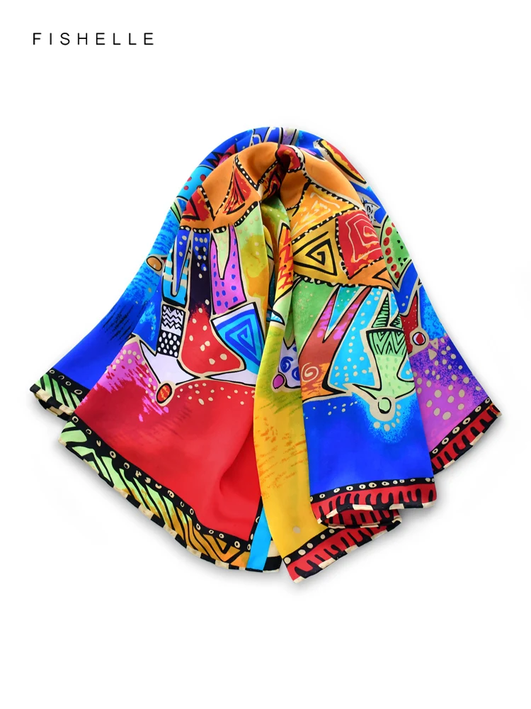 Cartoon Sun blue 100% natural silk scarf square head scarves luxury ...