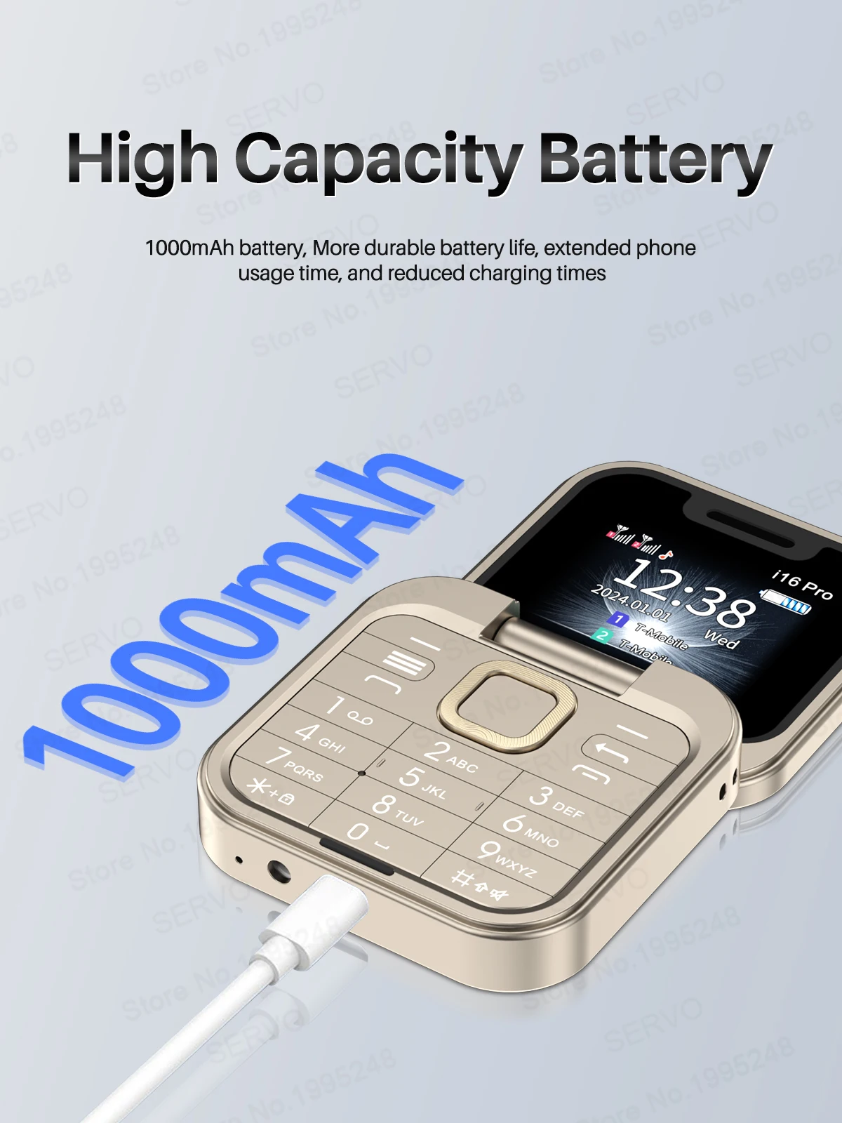 Servo i16 Pro Mini - Flip phone with dual SIM, 2G GSM, speed dial, HD ...