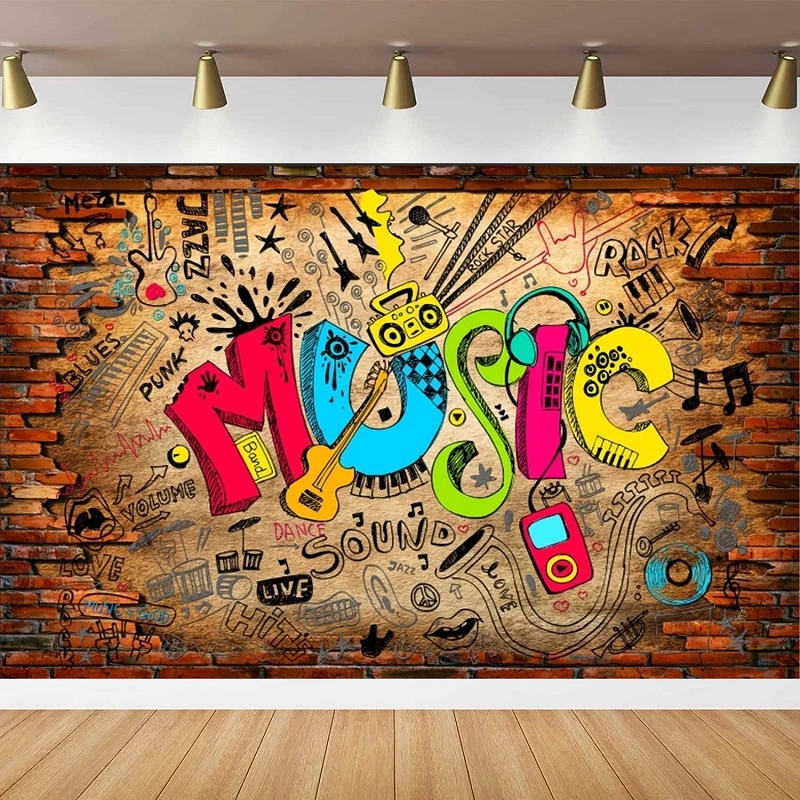 Music Theme Party Photography Backdrop Music Notation Poster Dj Karaoke ...