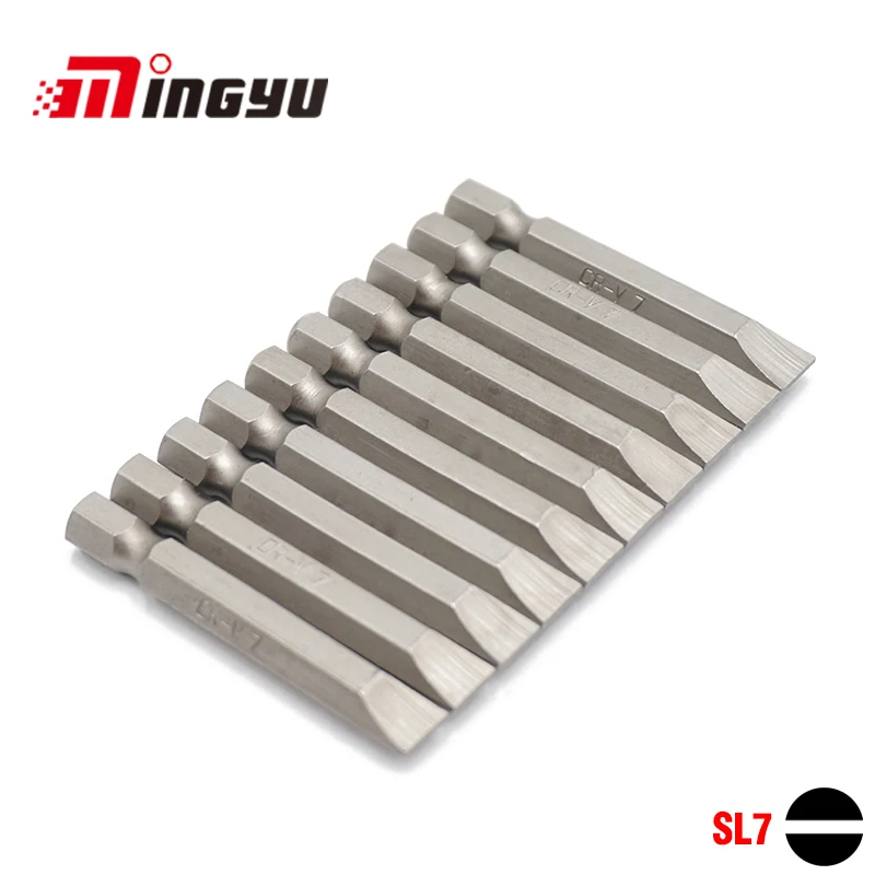 10pcs-50mm-Slotted-Screwdriver-Bit-Set-1-4-Inch-Hex-Shank-SL4-SL5-SL6 ...