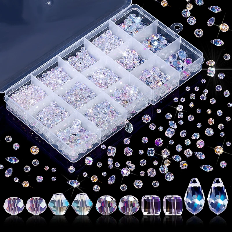 1000PCS-Assorted-Crystal-Beads-Kit-Jewelry-Beads-Bulk-with-Container ...