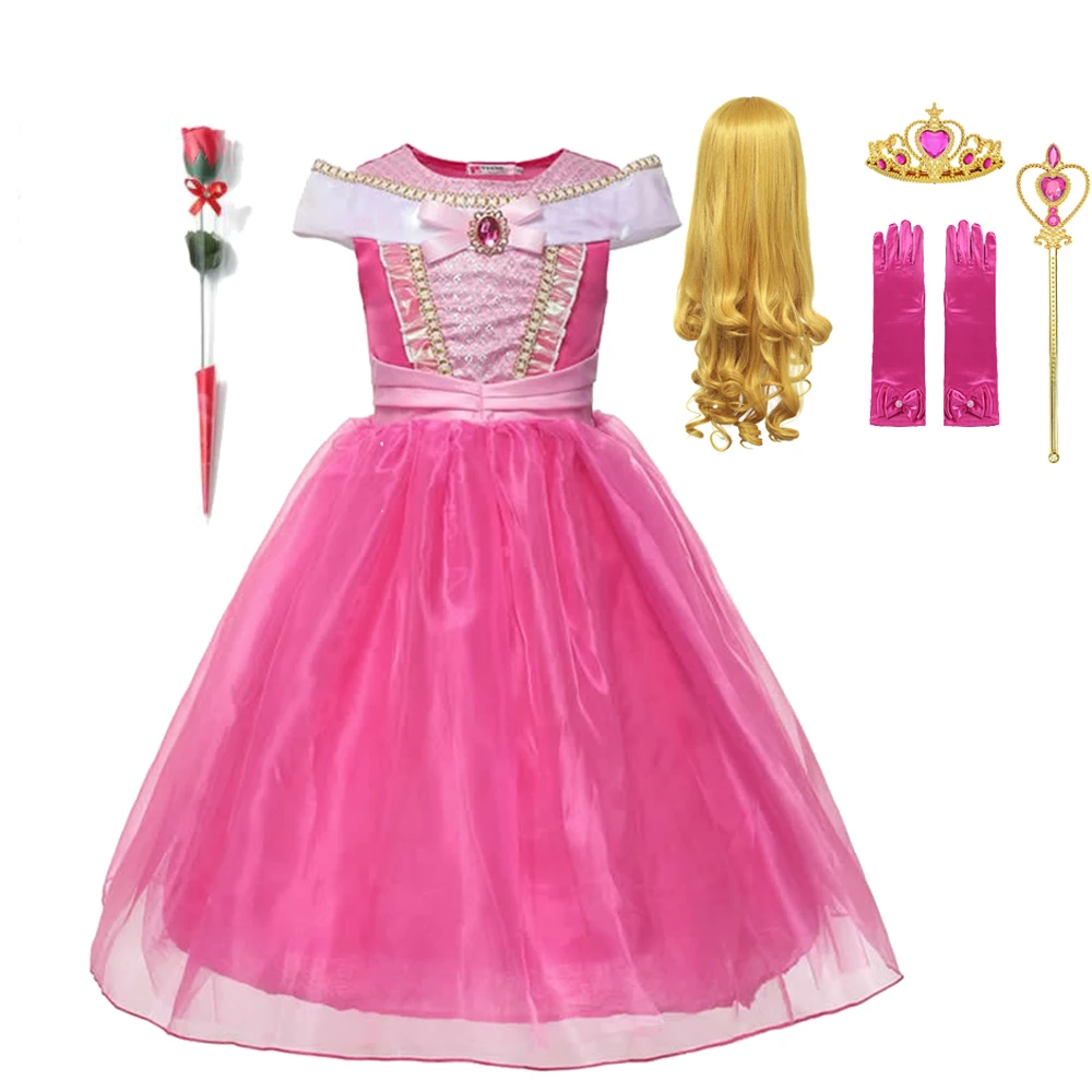 Disney Frozen Elsa Anna Costume Aurora Belle Snow White Princess Dress ...