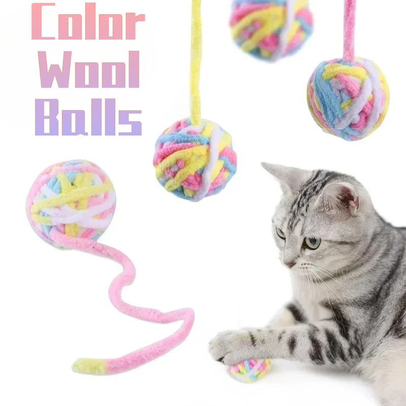 Colored-Wool-Balls-Cat-Supplies-Fidget-Toy-for-Cats-Accessories-Pet-Cat ...