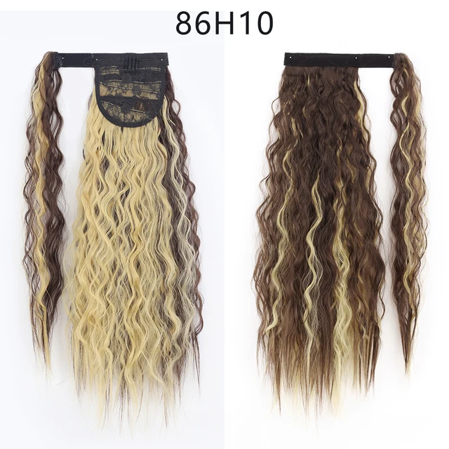 Synthetic 34 inch wavy / straight ponytail hair extensions