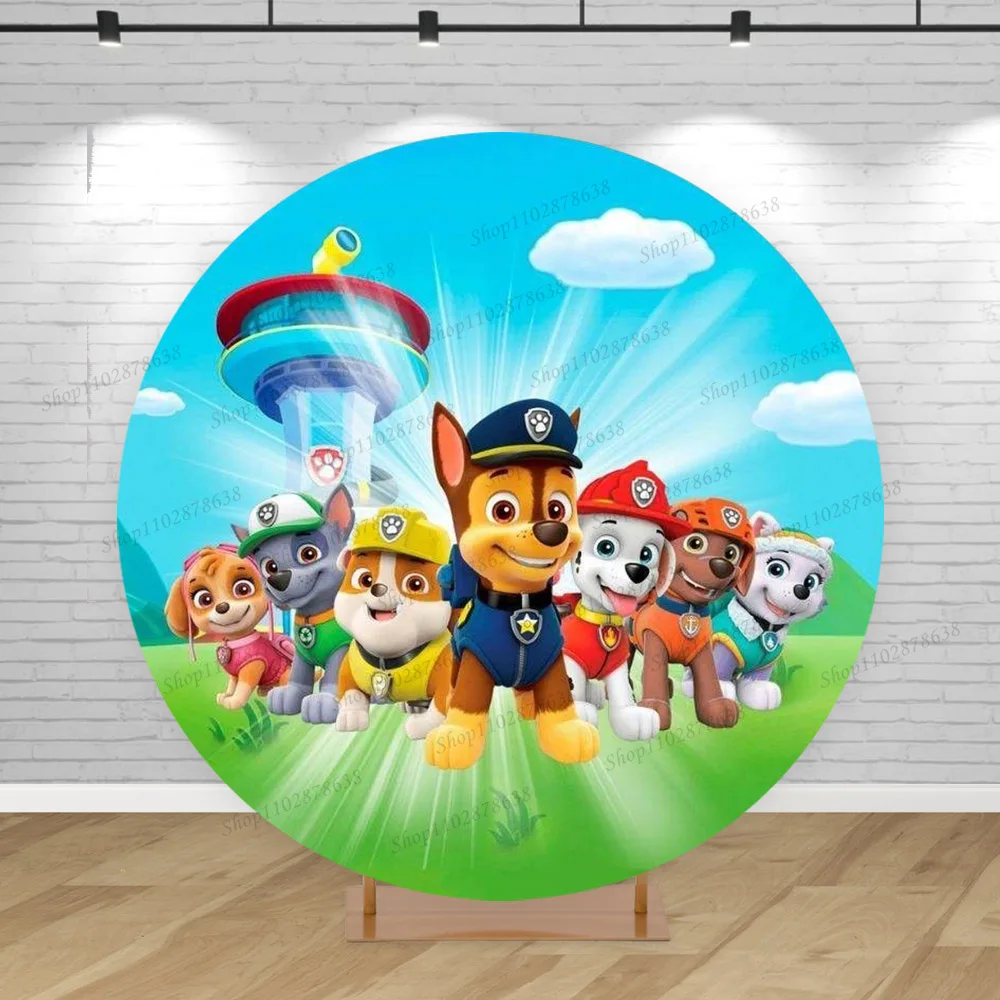 Fondo de fiesta de Paw Patrol, decoración circular, Chase An Ultimate ...