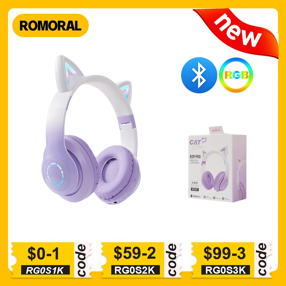 LED-Flash-Light-Headphone-Cute-Cat-Ears-Wireless-Earphone-with-Mic-Kids ...