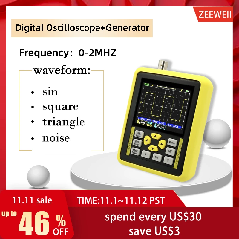 Zeeweii Dso1511g Dso1511e 120m 2.4-inch Screen Digital Oscilloscope 120mhz Analog Bandwidth ...