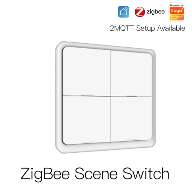Tuya ZigBee Smart Scene Switch 4 Gang 12 Scene Push Button Controller Panel Switch Works With ...