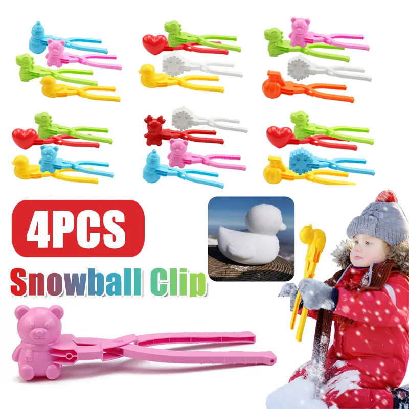 4/1pcs Cute Bear Duck Snowball Clip Snow Clay Ball Maker Creative ...