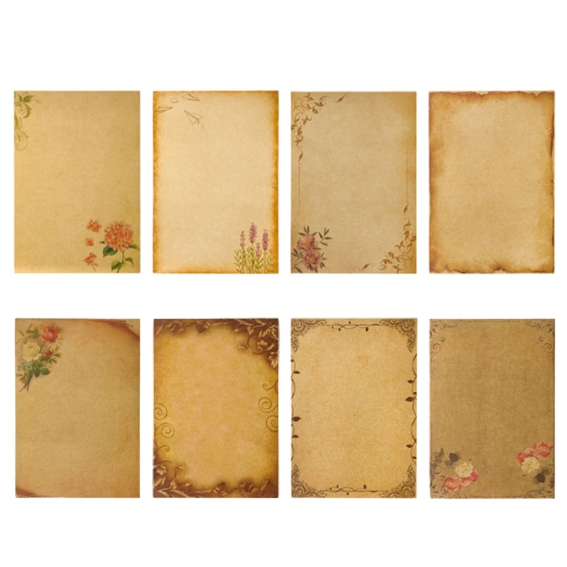 8-Sheets-Antique-Stationary-Paper-Set-6-x-8-Kraft-Letter-Paper-Double ...