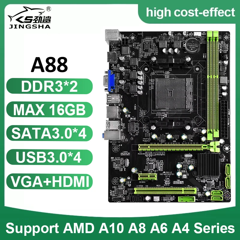 JINGSHA A88 Gaming Performance Motherboard AMD A88 FM2/FM2+ Socket Support A8 A10 7890K/Athlon2 ...