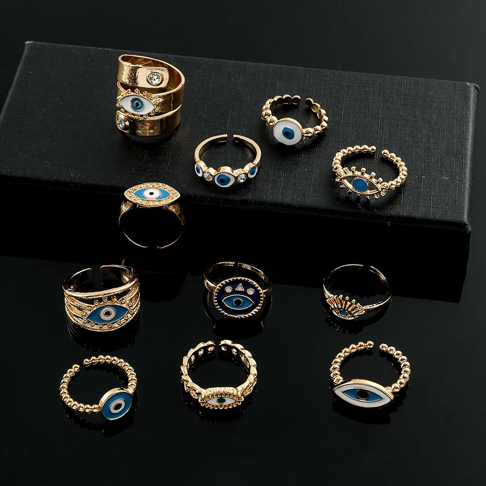 Gothic-Evil-Eye-Rings-for-Women-Metal-Rhinestones-Turkish-Demon-Eye ...