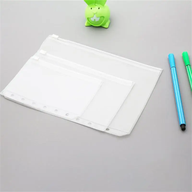 Convenient-Clear-PVC-A5-A6-A7-Binder-Pockets-Clear-Zipper-Folders-For-6 ...