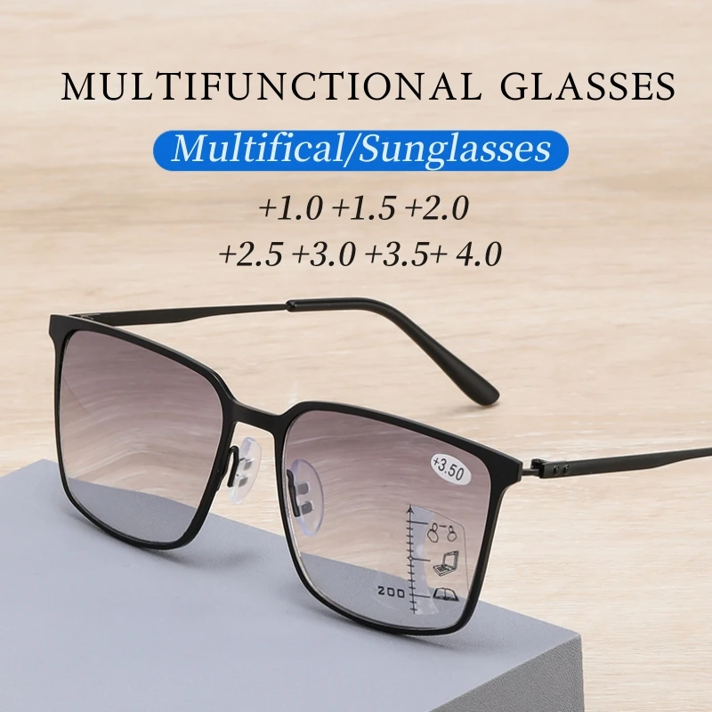 Progressive-Multifocal-Reading-Glasses-Vintage-Square-Multifunctional ...