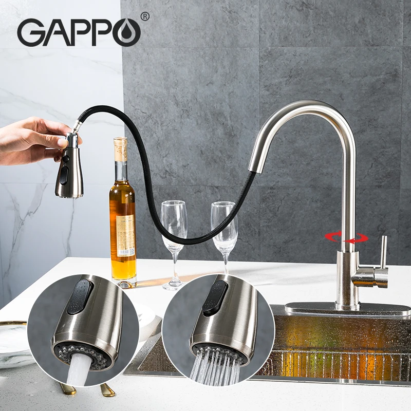 GAPPO Kitchen Faucet Stainless Steel Kitchen Tap Pull Out Kitchen Sink ...